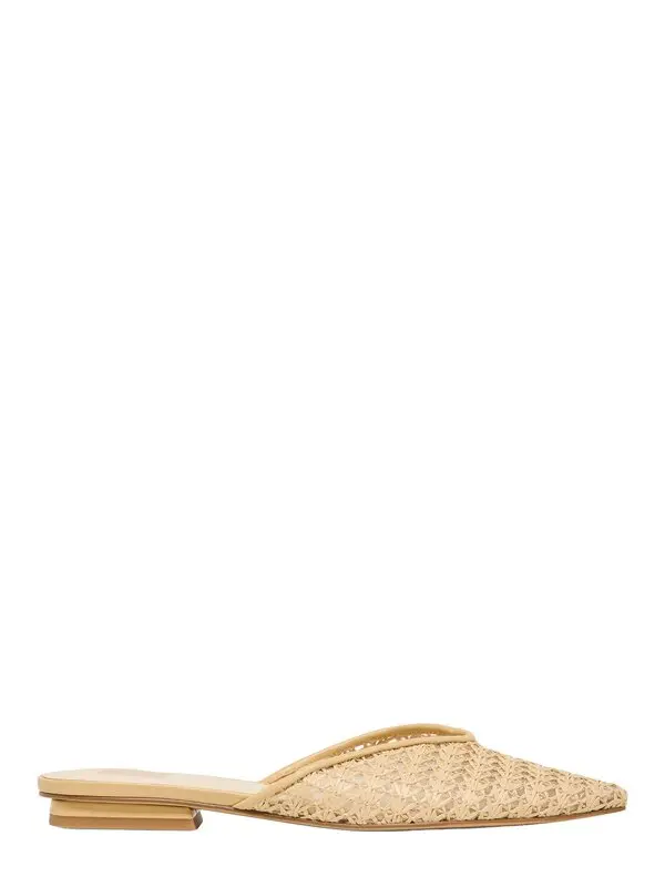 DOLCEVITA Pointed-toe Raffia Mules With Floral Embellishments - Natural Cross Hatch Raffia