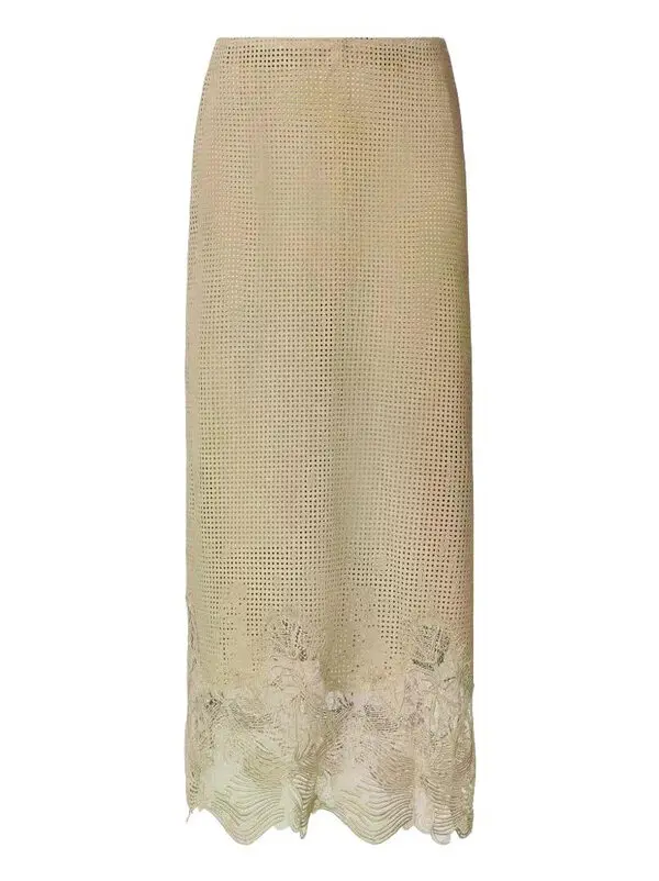 Fabiana Filippi Perforated Midi Skirt With Lace Detail - Neutrals