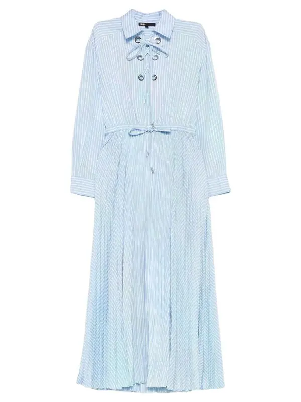 Maje Striped Eyelet Pleated Maxi Dress - Blue