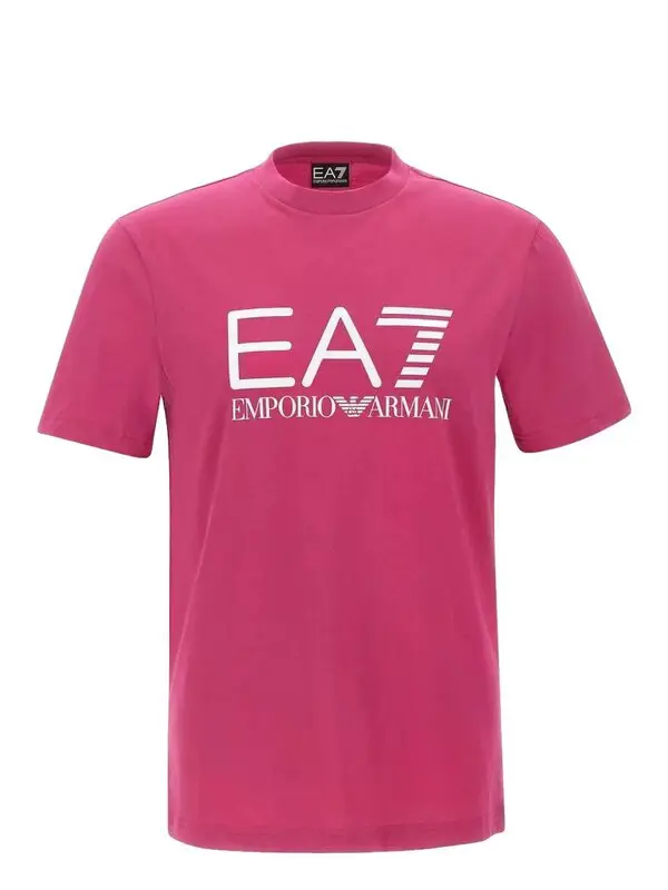 EA7 Logo Print Crew Neck T-shirt - Pink