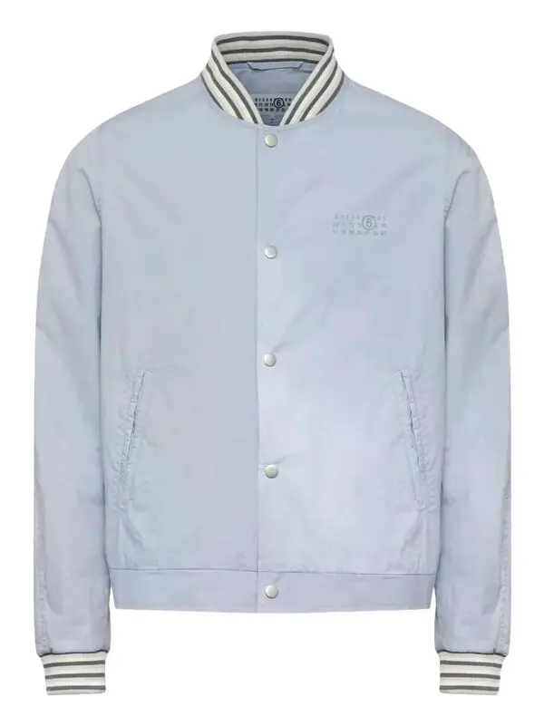 MAISON MARGIELA Ribbed-trim Logo Jacket - Blue