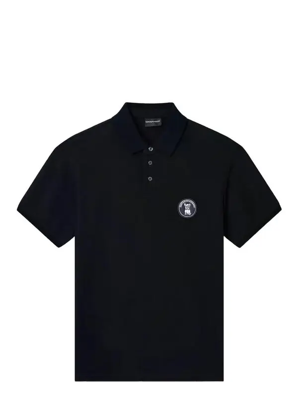 Emporio Armani Logo-patch Point-collar Polo Shirt - Blue
