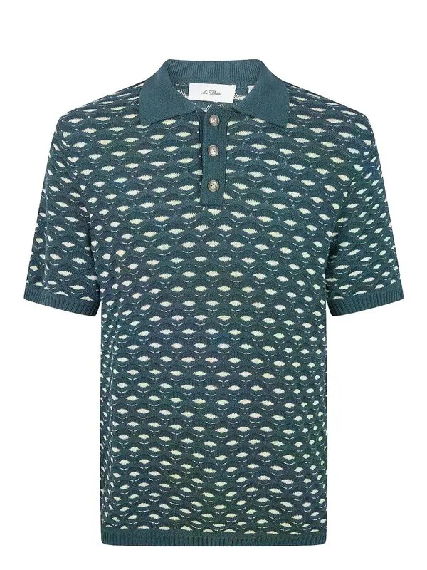 LES DEUX Esmay Shell Knitted Polo Shirt - Blue