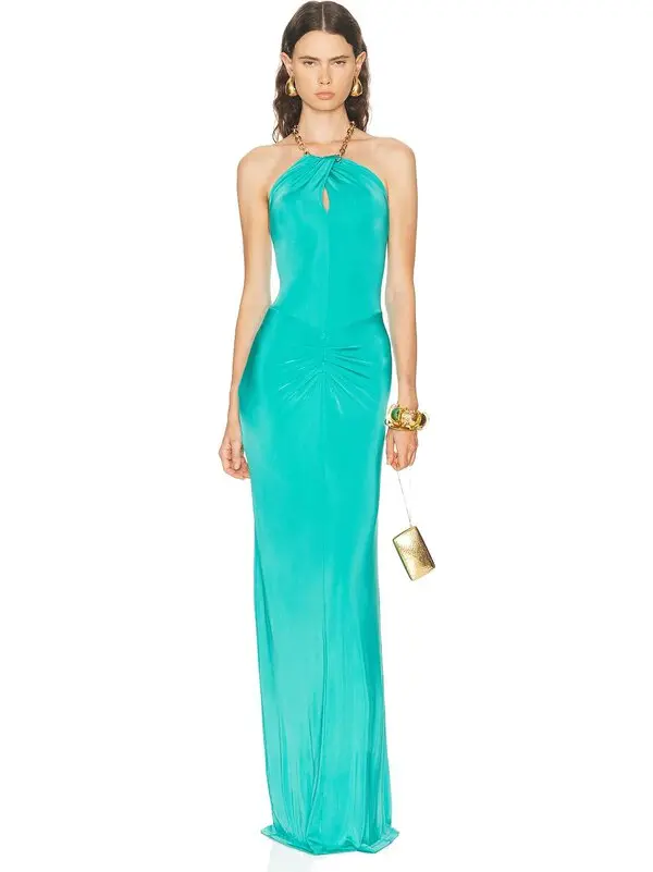 Carolina Herrera Halterneck Jersey Dress - Turquoise