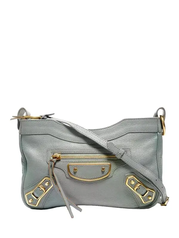 Balenciaga 2000-2010s Leather Shoulder Bag - Blue