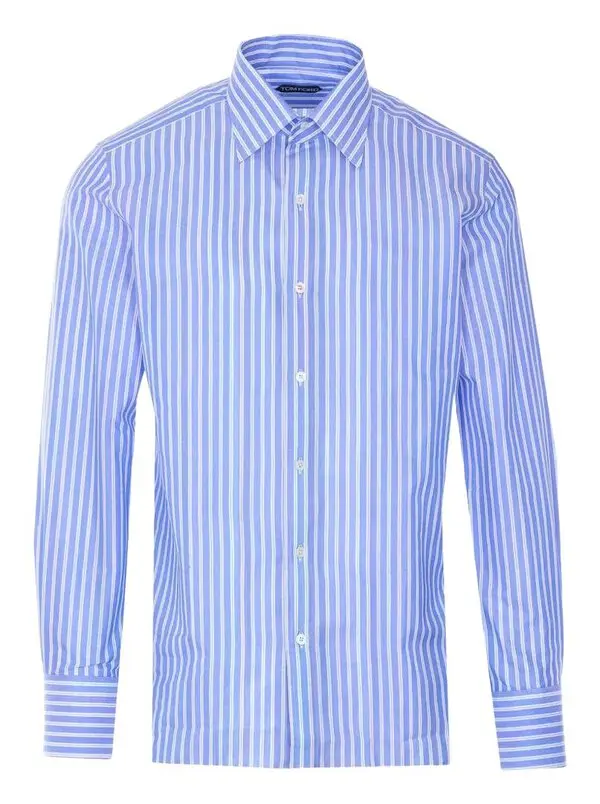 TOM FORD Striped Button Shirt - Blue