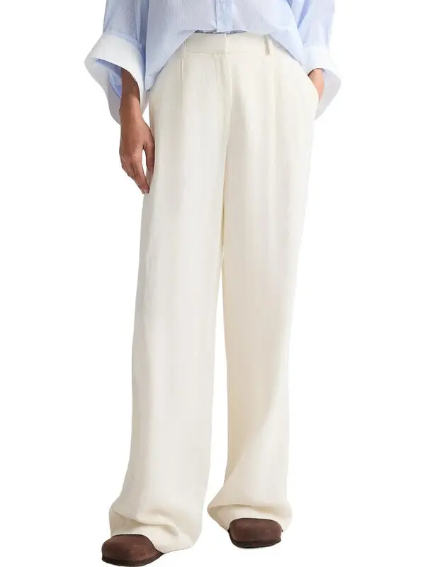 TWP Hudson St Coated Viscose Linen Pant - Bone
