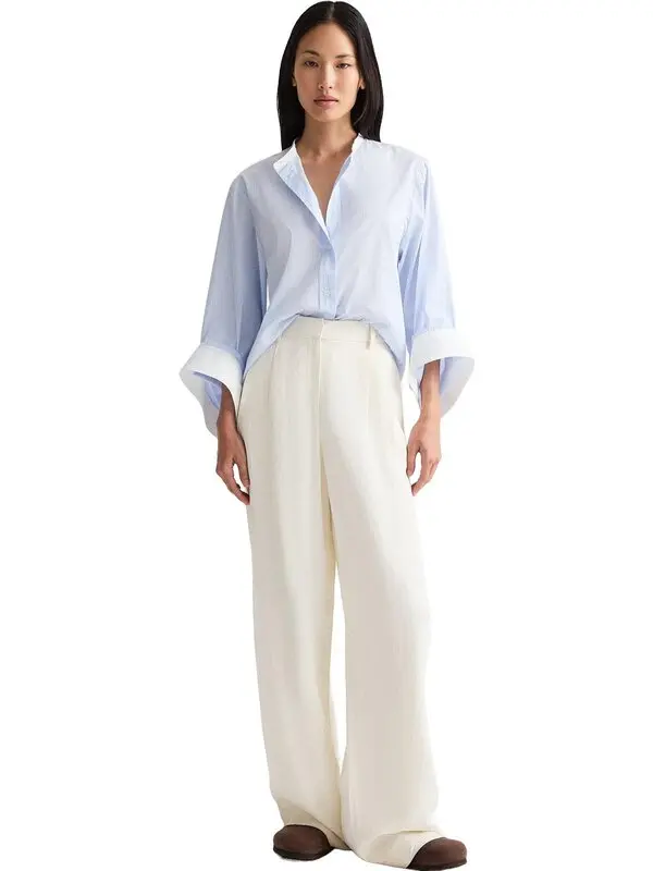 TWP Hudson St Coated Viscose Linen Pant - Bone
