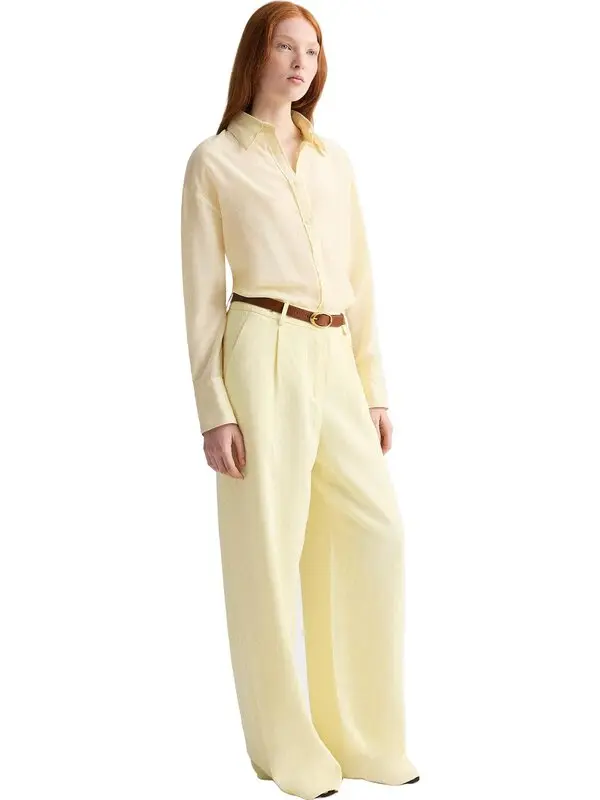 TWP Hudson St Pant In Coated Viscose Linen - Flan