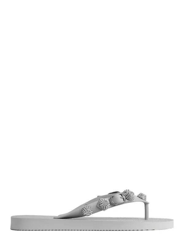 Balenciaga Cagole Thong Sandal - Grey & Silver