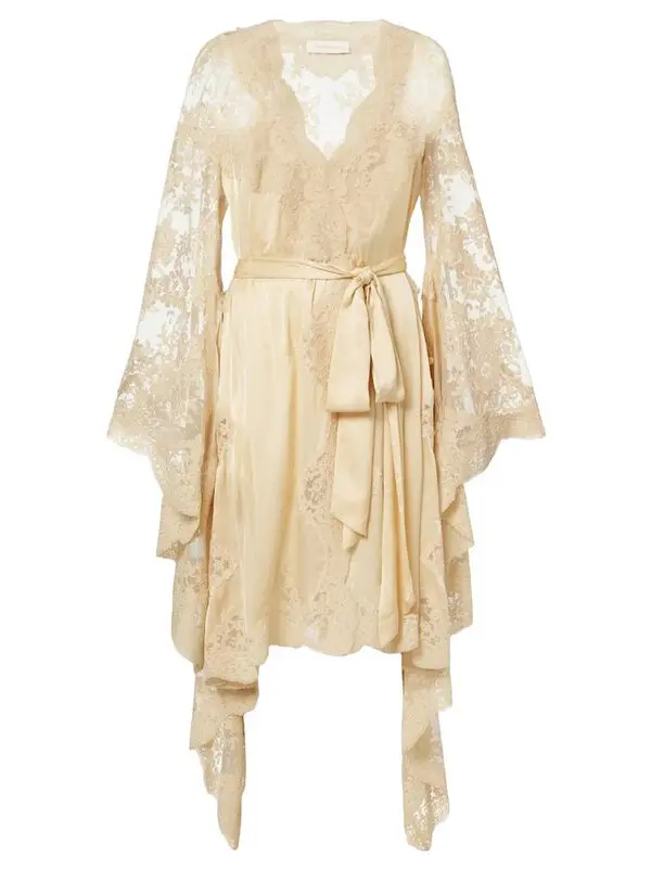 Zimmermann Como Lace-trimmed Draped Silk Midi Dress - White