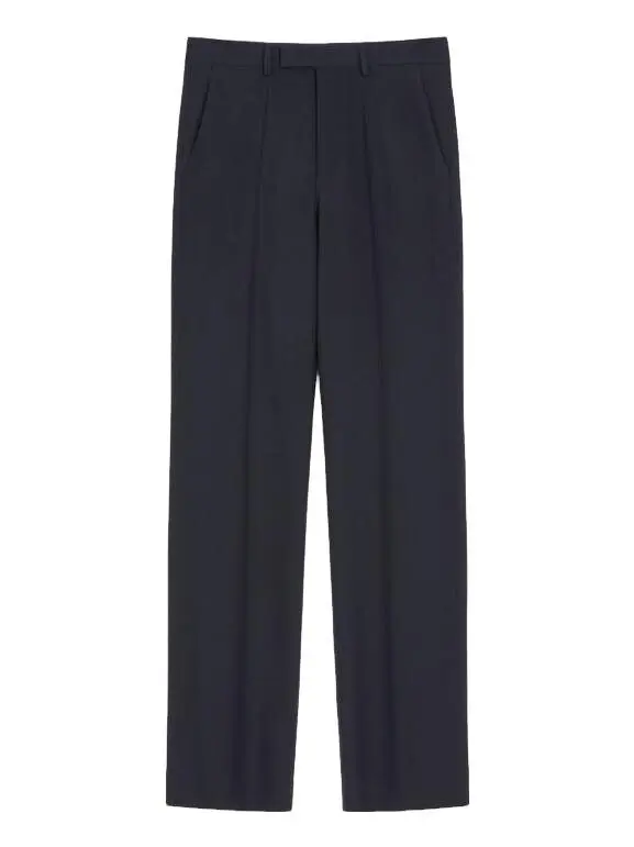 Valentino Garavani Slim Fit Wool Trousers - Dark Blue