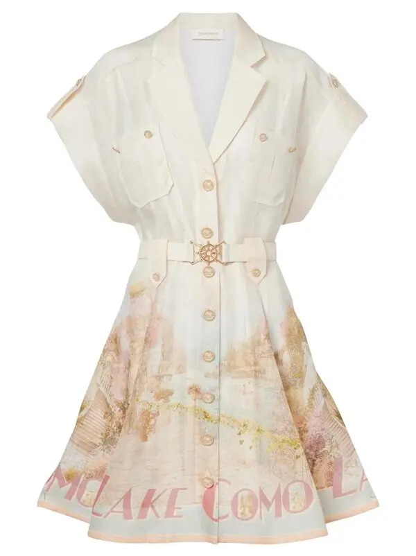 Zimmermann Como Printed Linen And Silk Shirt Dress - White