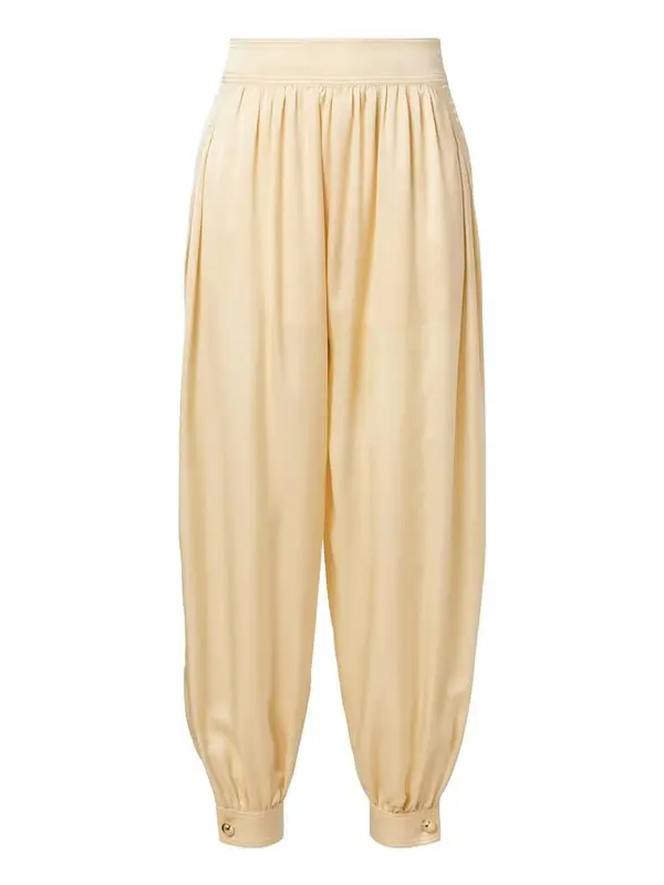 Zimmermann Como Silk Satin Tapered Pants - Beige