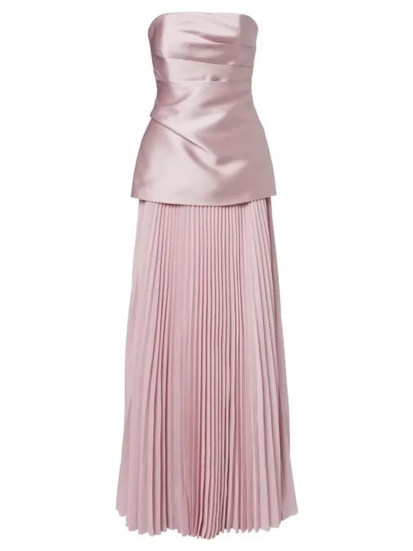 Solace London Claudette Satin-trimmed Bustier Gown - Pink