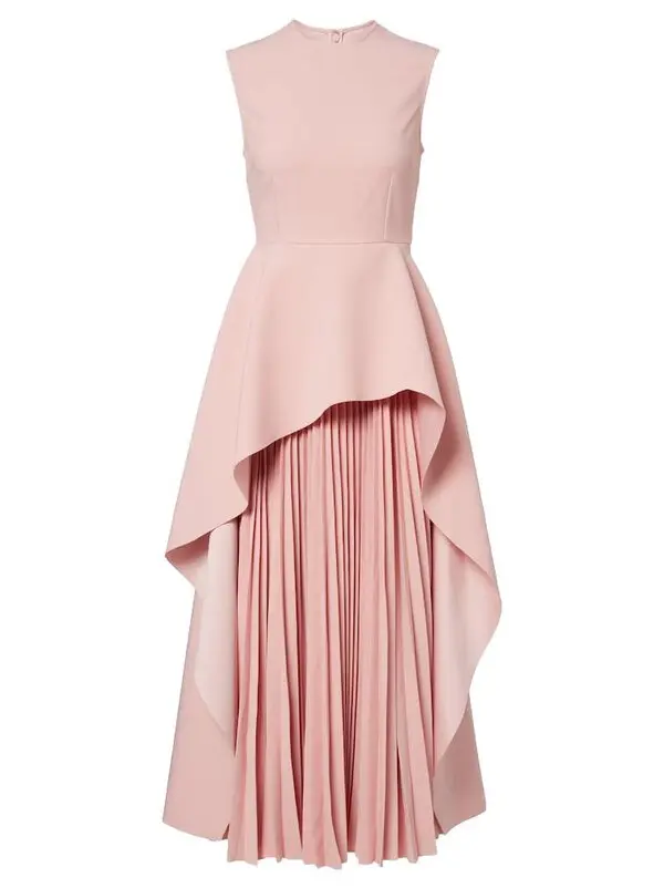 Solace London Severny Pleated Layered Midi Dress - Pink