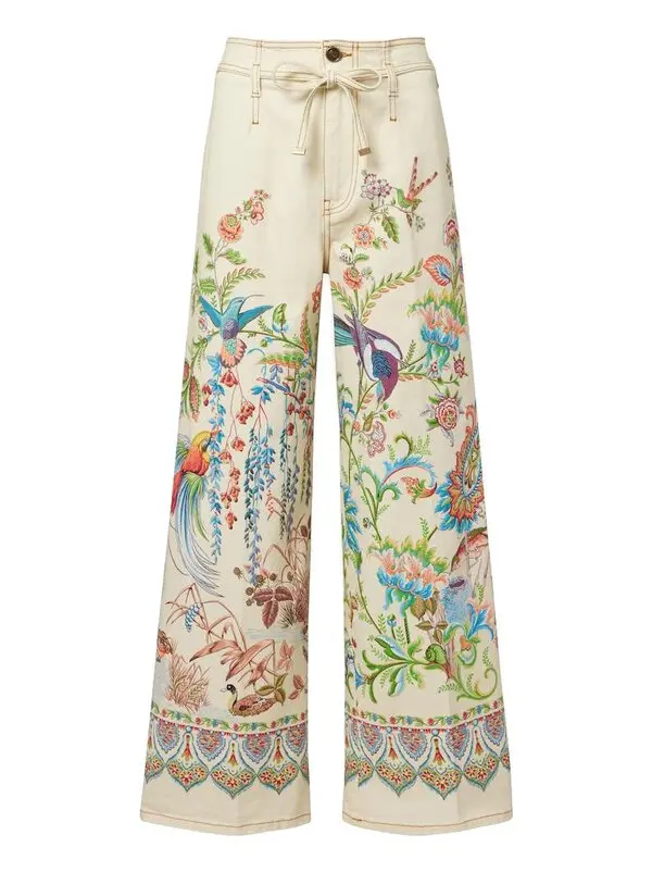 Etro Belted Printed Wide-leg Jeans - Yellow