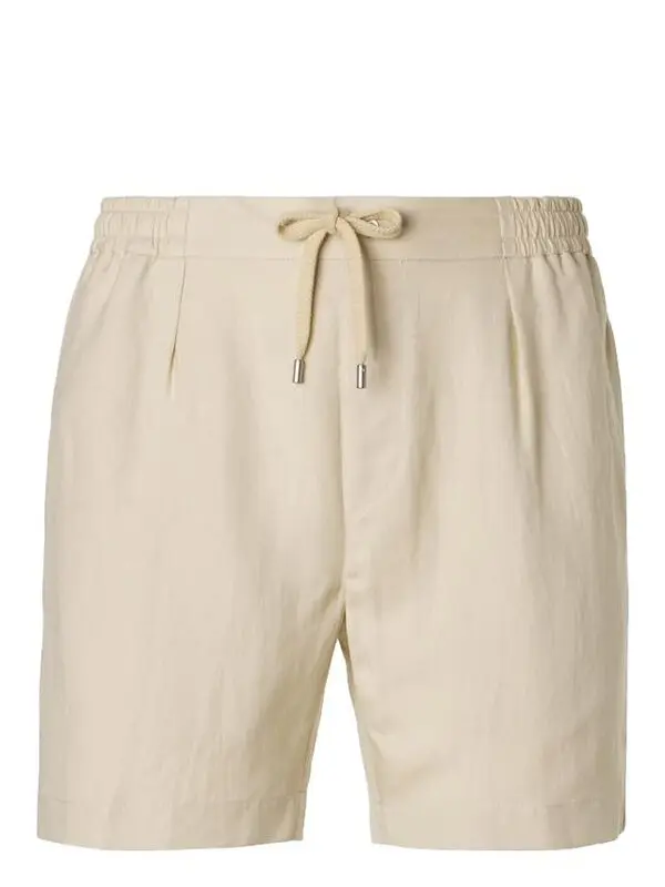 Ralph Lauren Purple Label Silk And Linen Pleated Shorts - Beige