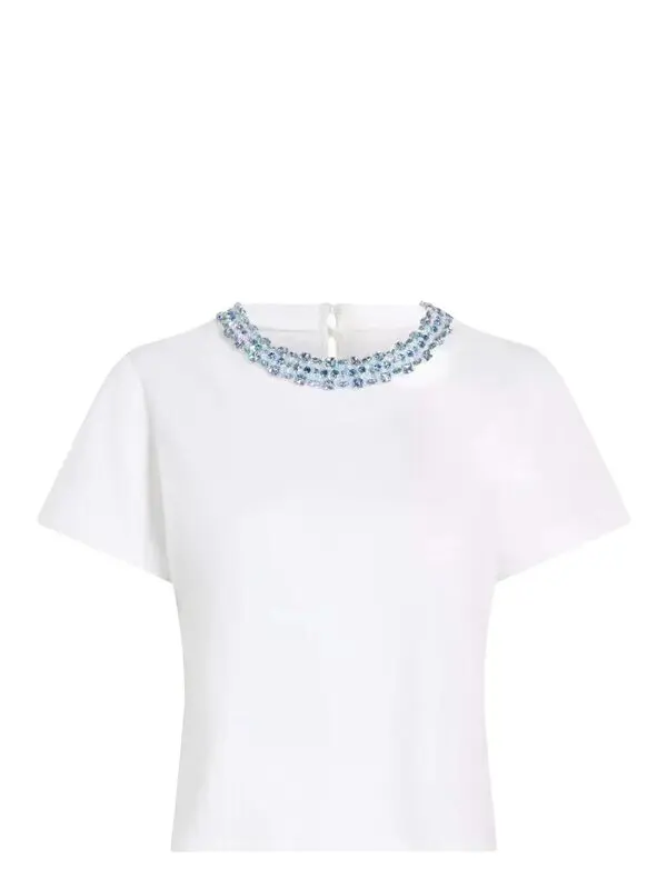Cinq À Sept Embellished-neckline Crop Top - White