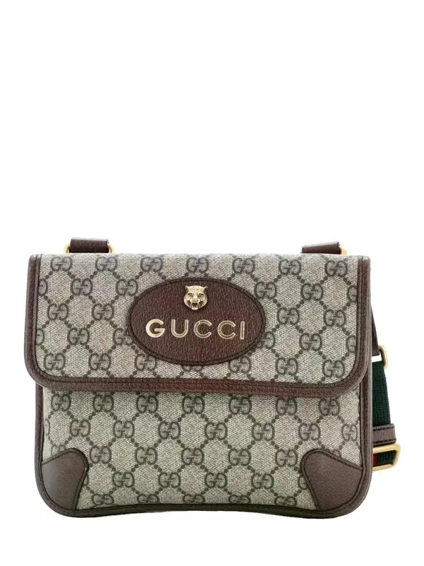 Gucci Neo Vintage Flap Messenger Gg Coated Canvas Small Crossbody Bag - Brown