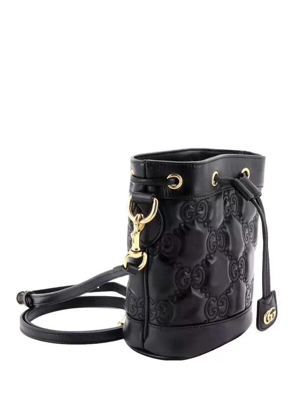 Gucci Gg Matelasse Leather Small Bucket Bag - Black