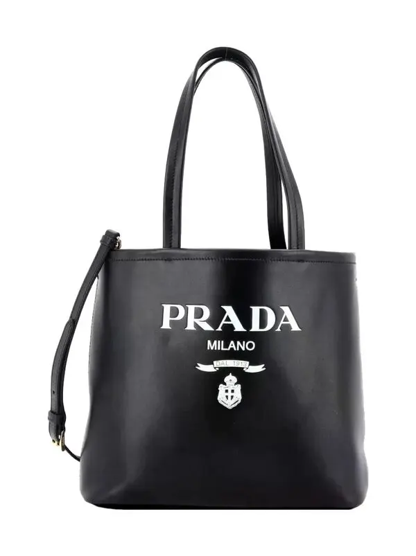 Prada Logo Convertible Open Tote Bag - Black