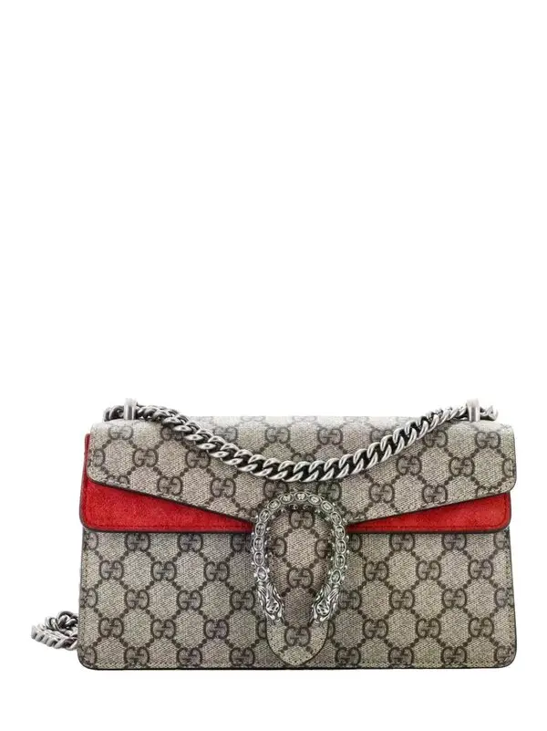 Gucci Dionysus Small Shoulder Bag Gg Coated Canvas With Crystal Embellishment - Brown