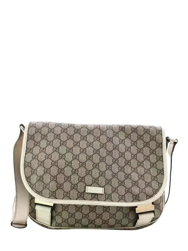 Gucci Gg Coated Canvas Double Buckle Messenger Bag - White