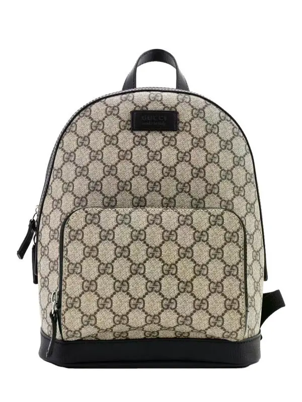 Gucci Zip Pocket Gg Coated Canvas Small Backpack - Black