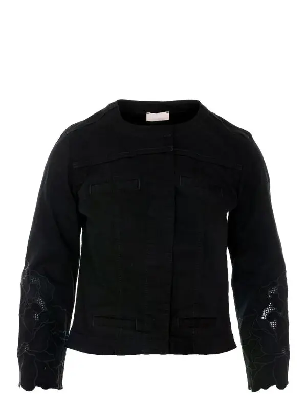 Liu Jo Embroidered Crewneck Jacket - Black
