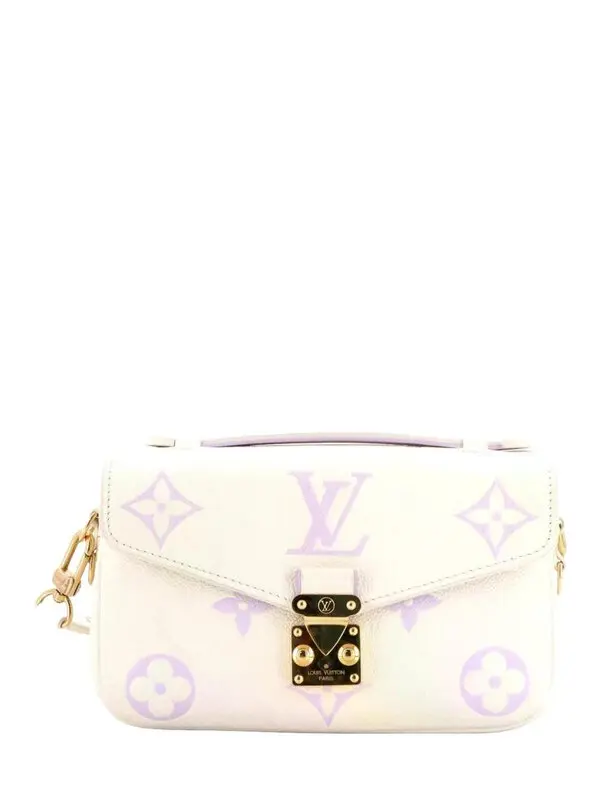 LOUIS VUITTON Pochette Metis Bicolor Monogram Empreinte Giant East West Shoulder Bag - White