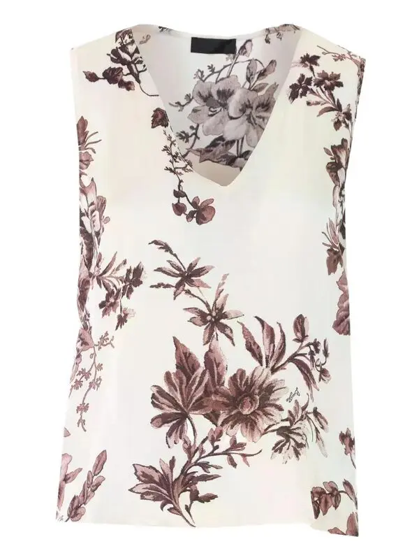Liu Jo Floral-print V-neck Top - White
