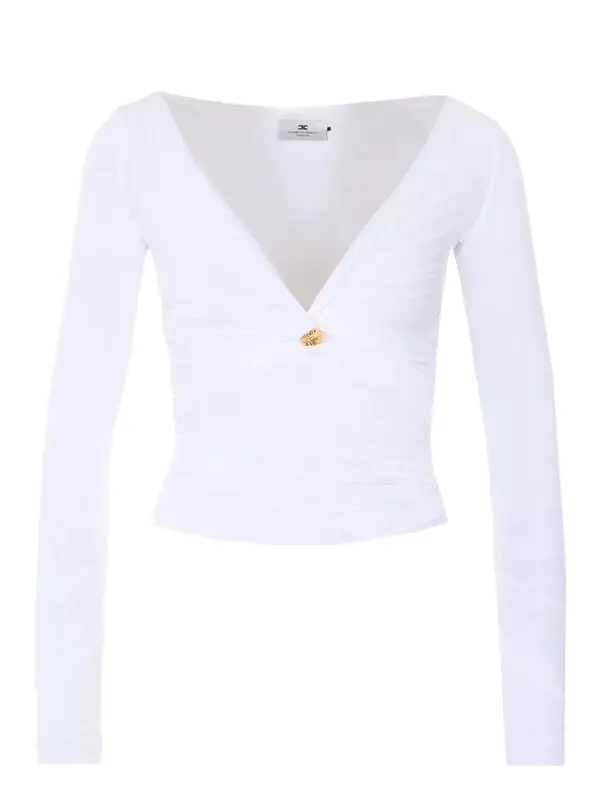 Elisabetta Franchi Jewel V-neck Blouse - White