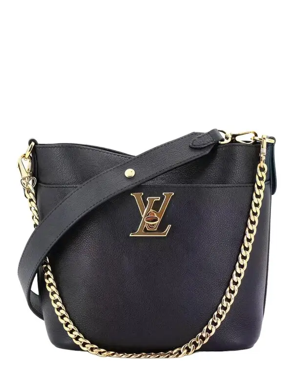 LOUIS VUITTON Lock And Walk Leather Bucket Bag - Black