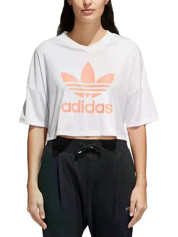 Adidas V-neck Cropped T-shirt - White