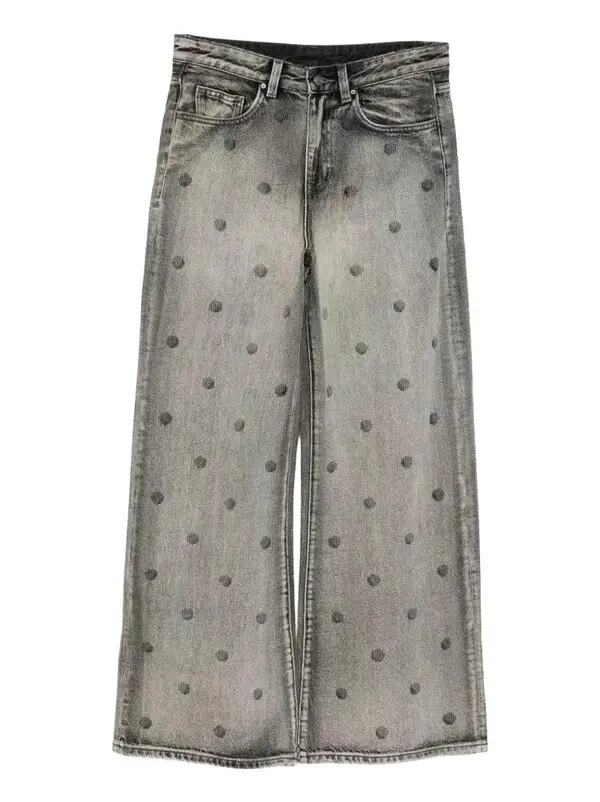 JNBY Polka-dot Wide-leg Jeans - Grey