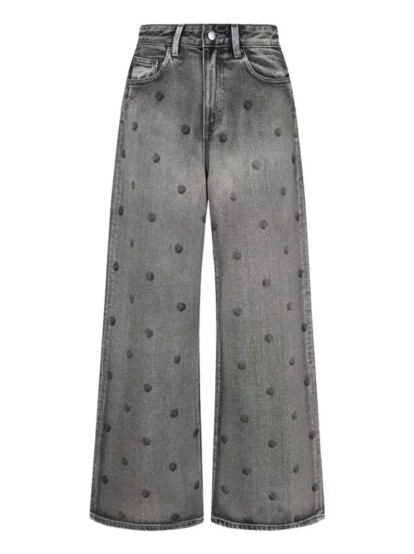 JNBY Polka-dot Wide-leg Jeans - Grey