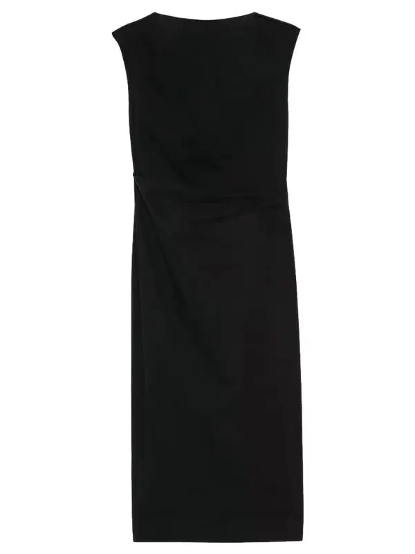 LESS Draped Waist Sleeve Dress - Black