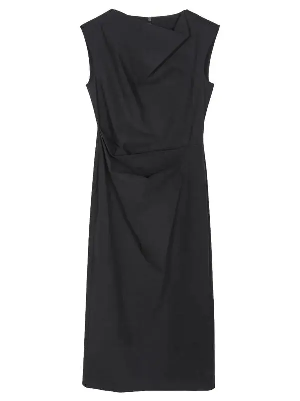 LESS Draped Waist Sleeve Dress - Black