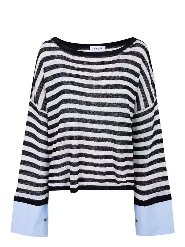 AVIU Striped Sweater - Black
