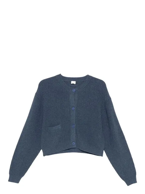 CT PLAGE Cotton Crewneck Cardigan - Blue