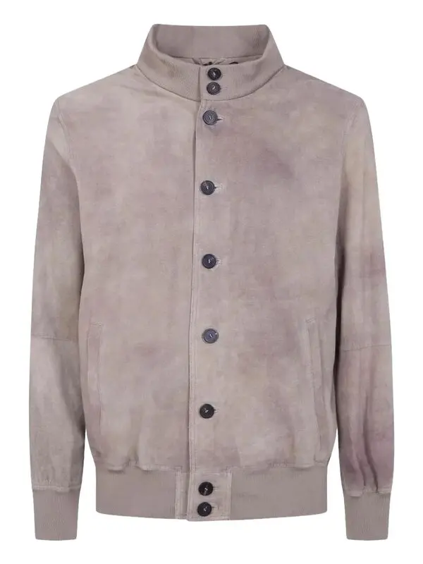 GIORGIO BRATO Leather Bomber Jacket - Gray