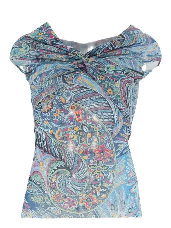 Etro Printed Top - Sky Blue