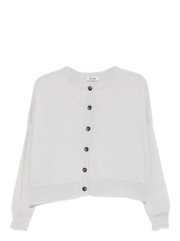 BASE Linen And Cotton Blend Cardigan - Grey