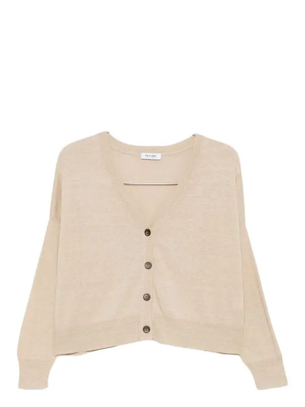 BASE Linen And Cotton Blend Cardigan - Beige