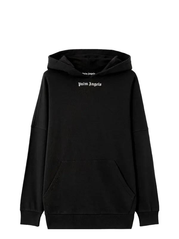 Palm Angels Logo Cotton Hoodie - Black