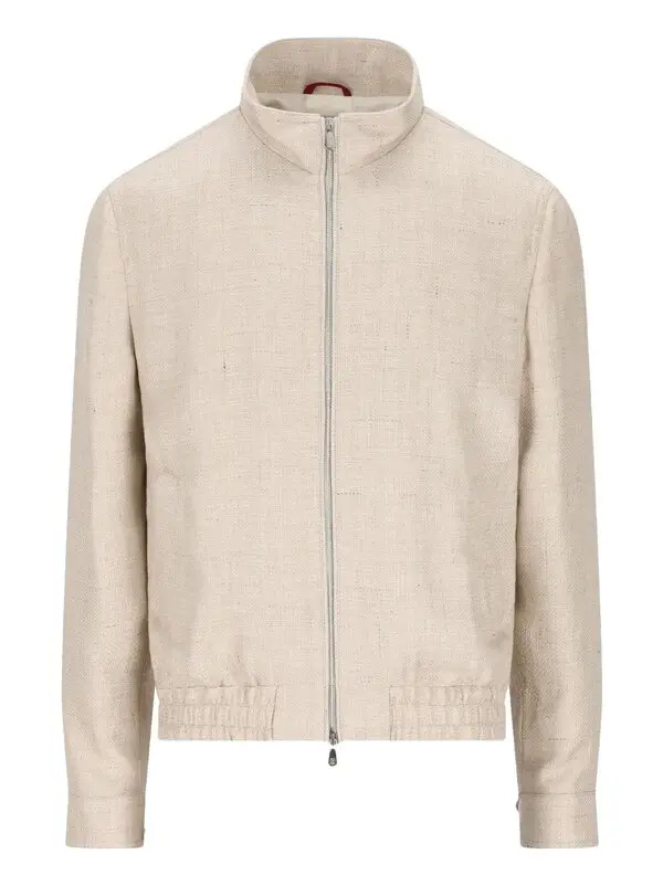 Brunello Cucinelli Silk Blend Blouson Jacket - Beige