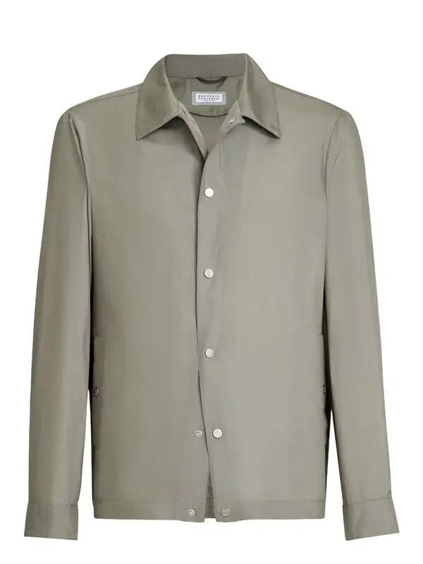 Brunello Cucinelli Silk Blouson Jacket - Green