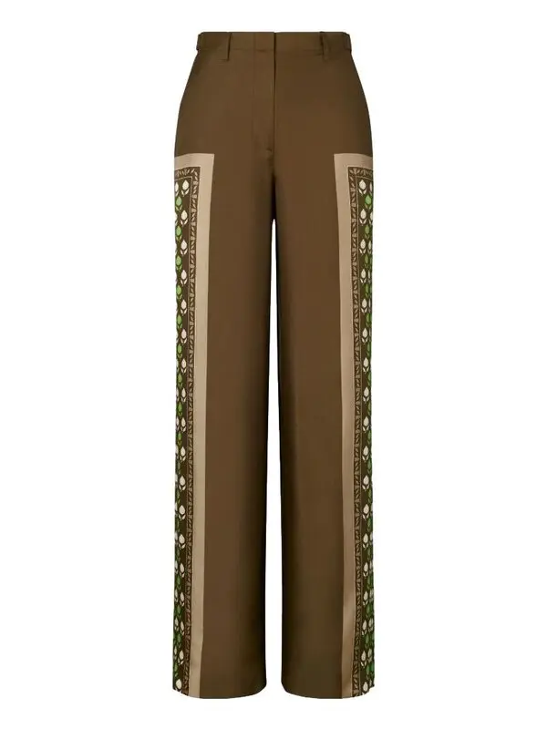 Tory Burch Printed Wide-leg Trousers - Brown