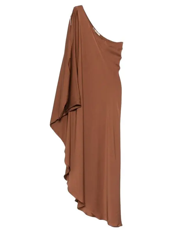 NOUVELLE SILK95FIVE Ritz Silk Asymmetric Dress - Brown